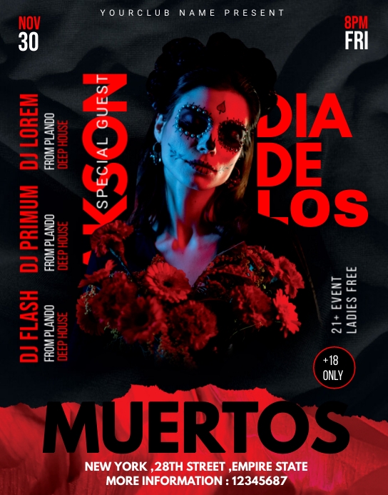 Dia De Los Muertos Event Poster Template | PosterMyWall