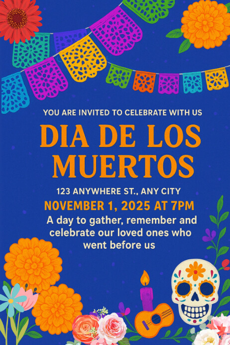 Dia De Los Muertos poster Template | PosterMyWall