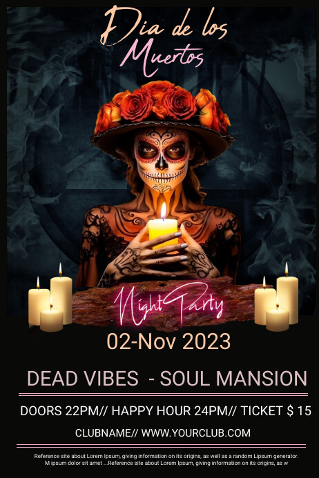 Dia de los muertos poster Template | PosterMyWall