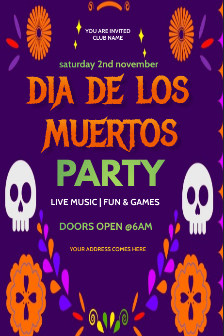 Dia De Muertos poster Template | PosterMyWall