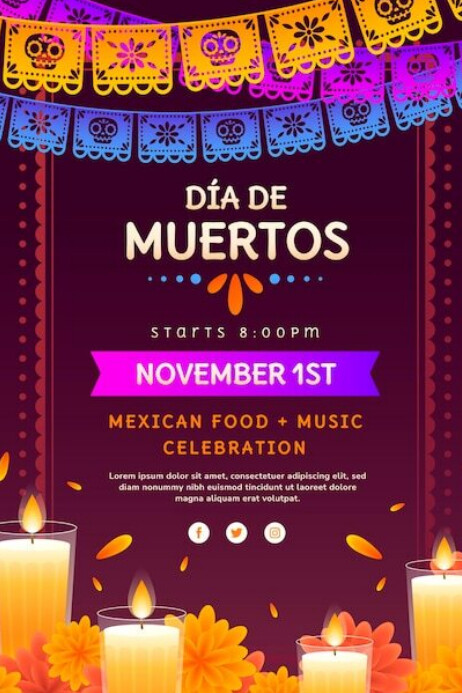 Dia de Muertos poster design Template | PosterMyWall
