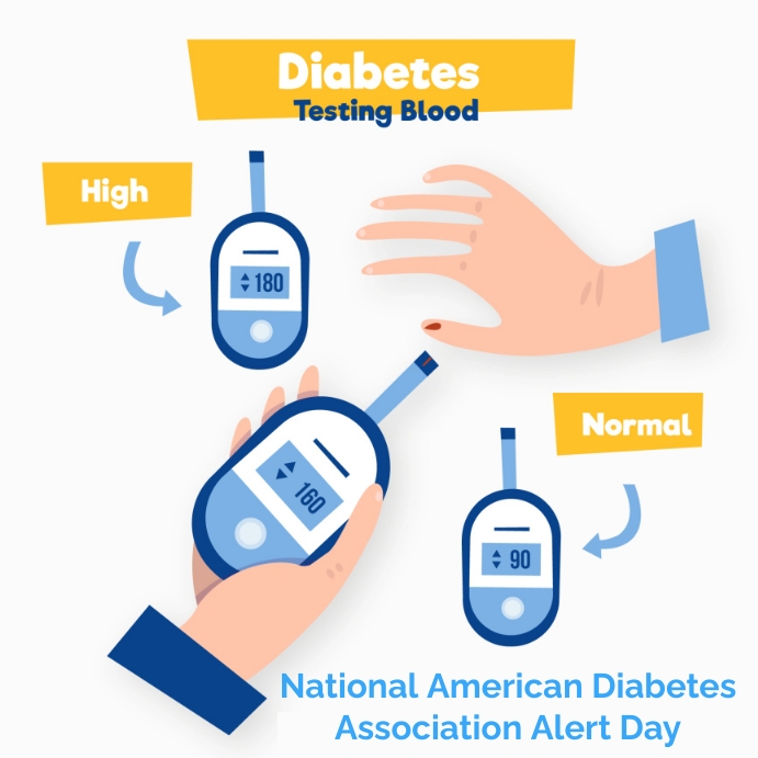 Diabetes testing blood with flat design Templat | PosterMyWall