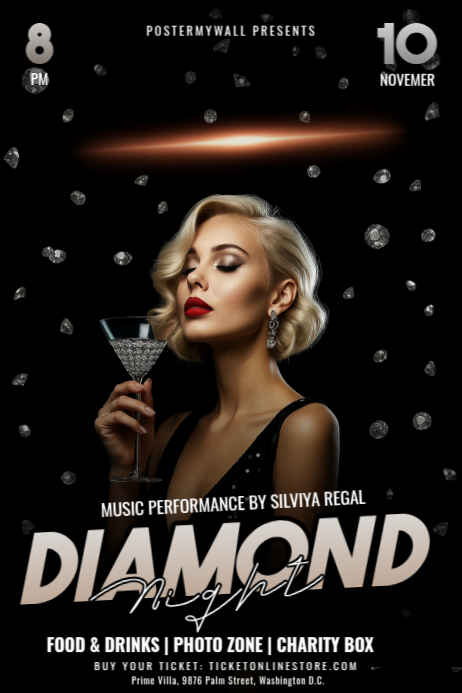 Modèle Diamond Night Poster Template | PosterMyWall