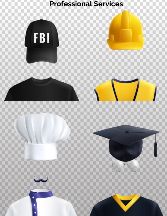 Copy of Different professional hats set | PosterMyWall