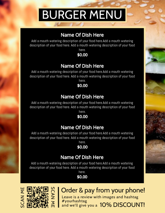 Digital Burger Menu Template | PosterMyWall