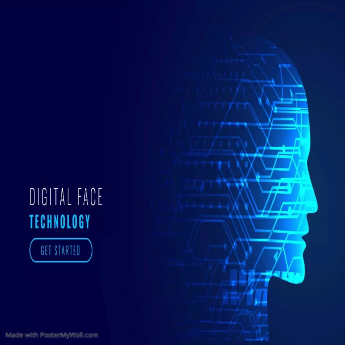 Copy of Digital face technology background design | PosterMyWall