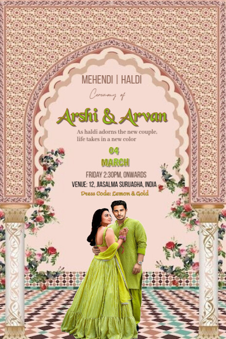 Digital floral Mehendi Invitation Card background design Template ...