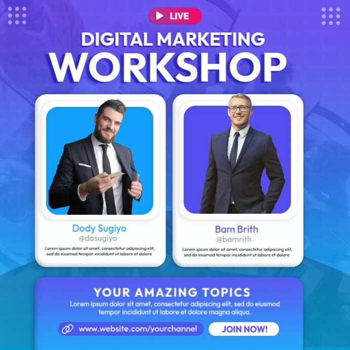 Digital Marketing Workshop Instagram Ads Template | PosterMyWall