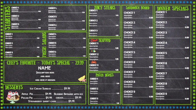 DIGITAL MENU TEMPLATE | PosterMyWall