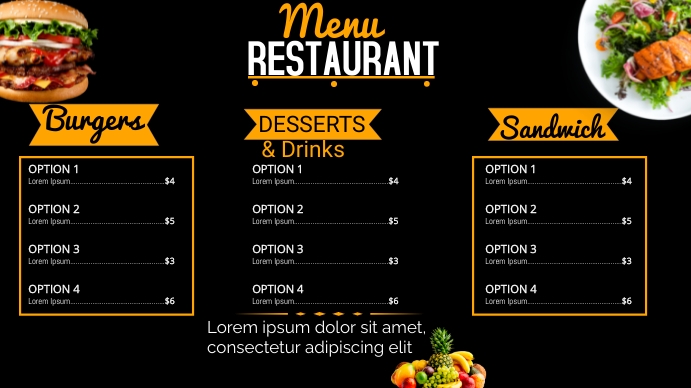 Digital Menus Template | PosterMyWall