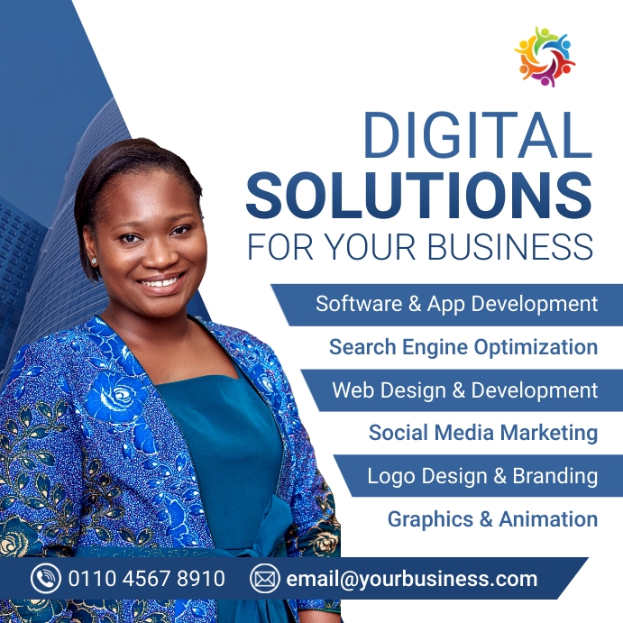 Digital solutions agency poster template | PosterMyWall