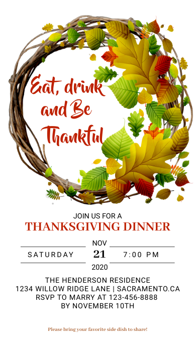 Digital Thanksgiving Invitation Template | PosterMyWall