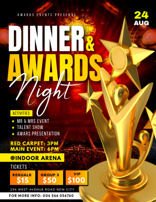 Copy of Dinner & awards night red carpet event trophy presentation invitation promotion poster ...