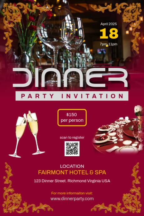 Dinner Party Invitation Card Template | PosterMyWall