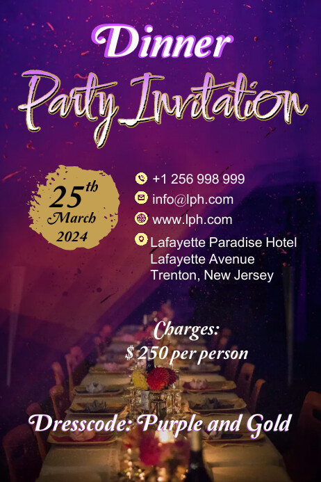 Dinner party invitation card flyer Template | PosterMyWall
