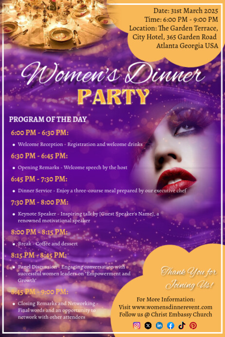 Dinner Party Program Template | PosterMyWall