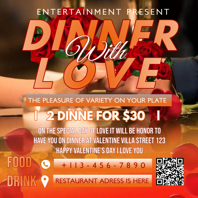 Plantilla de Dinner with love Instagram post templates | PosterMyWall
