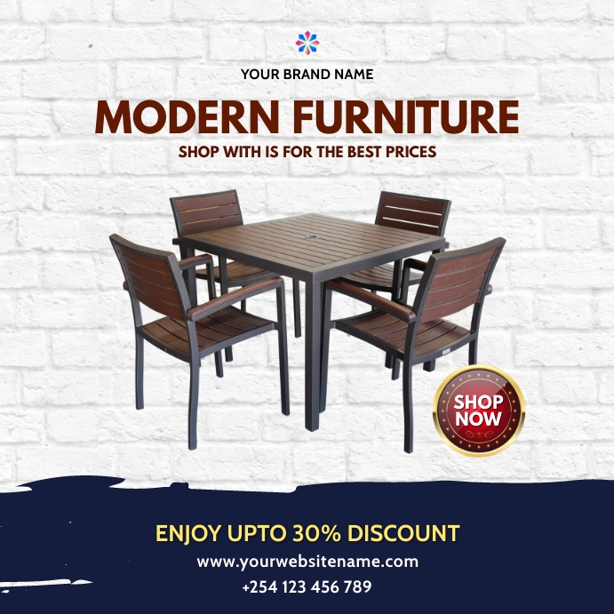 dinning table modern furniture sale template | PosterMyWall