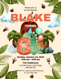 Dino Birthday Invitation Template | PosterMyWall