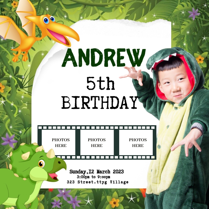 Dino Birthday Poster Template | PosterMyWall