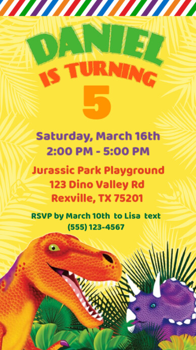 Dinosaur, T-Rex invitation kids invitation template | PosterMyWall