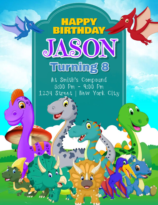 Dinosaur Birthday Template | PosterMyWall