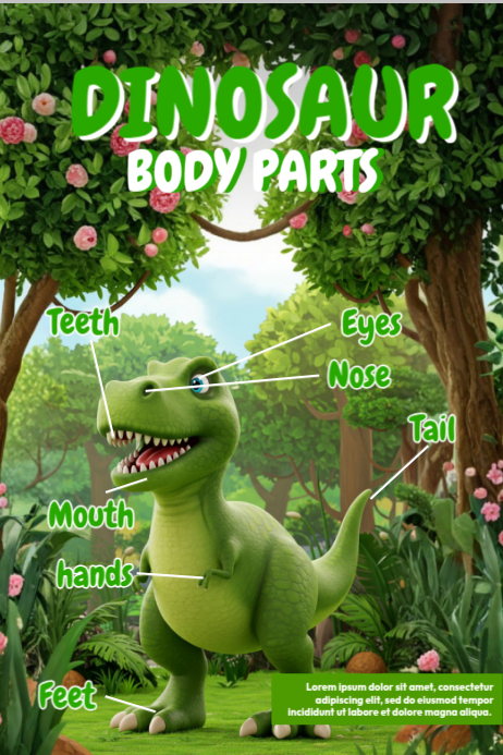 Dinosaur Body Parts Learning Poster Template | PosterMyWall