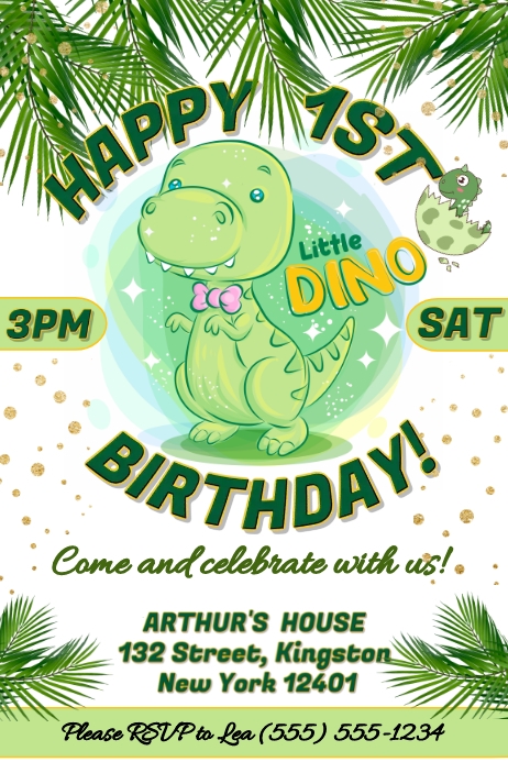 Dinosaur Themed Birthday Poster Template | PosterMyWall