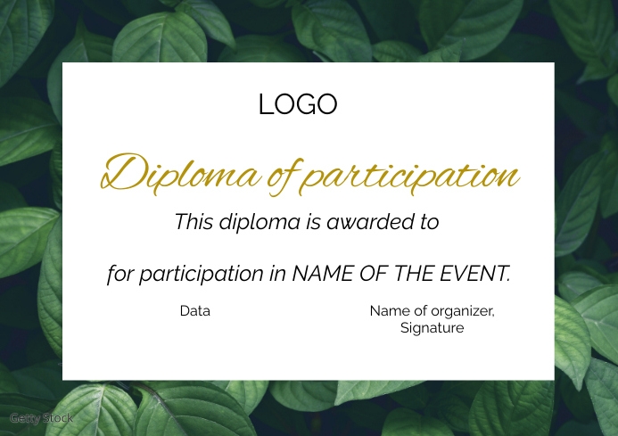 Diploma of participation Template | PosterMyWall