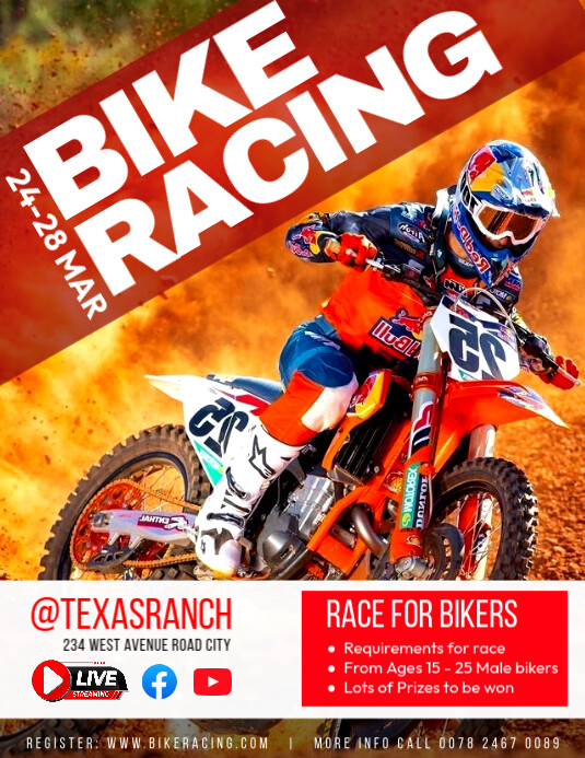 Plantilla de Dirt bike motorcross racing event championship livestream ...