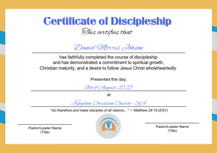 Copy of Discipleship Certificate Template | PosterMyWall