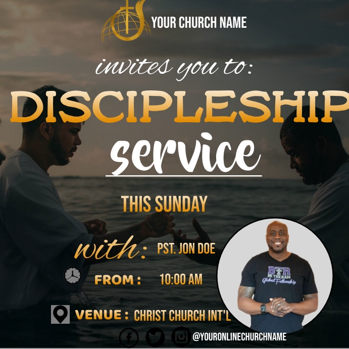 DISCIPLESHIP SERVICE Template | PosterMyWall