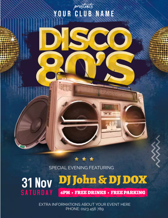 Disco 80's Flyer Template | PosterMyWall