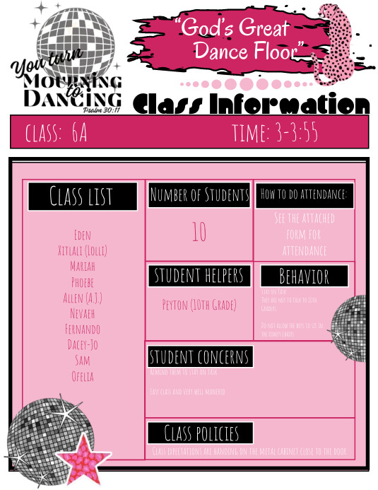 Disco class information Sub Binder Template | PosterMyWall