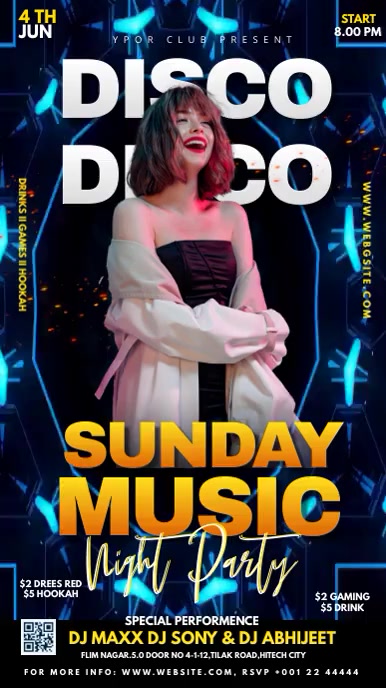 Plantilla de DISCO MUSIC SUNDAY PARTY | PosterMyWall