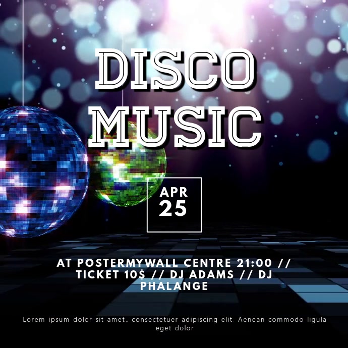 Disco music video ad template | PosterMyWall