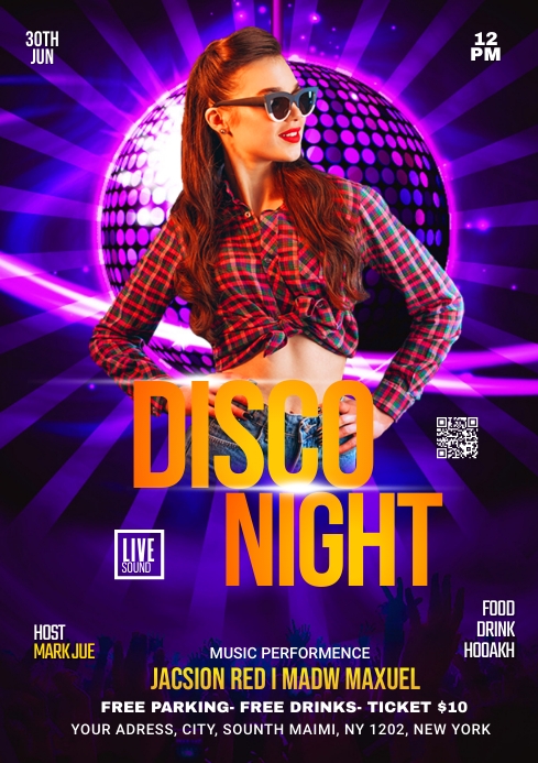 Disco Night club Party flyer Template | PosterMyWall