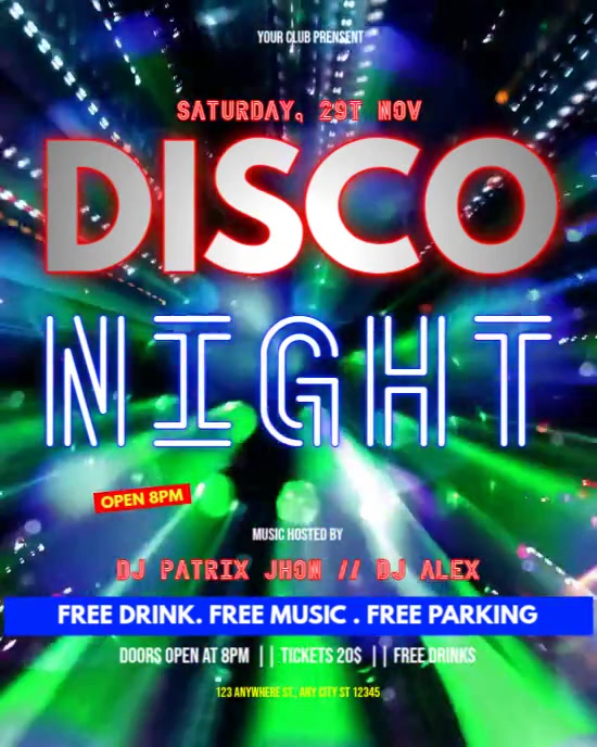 Disco night instagram portrait Template | PosterMyWall
