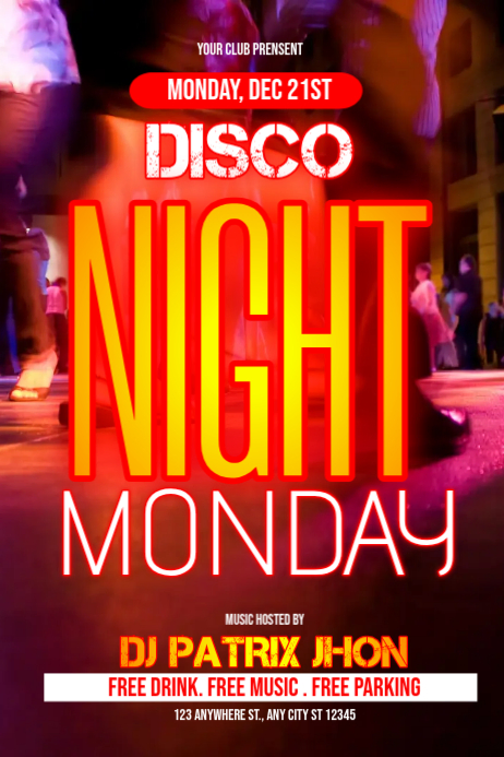 Disco night monday poster Template | PosterMyWall