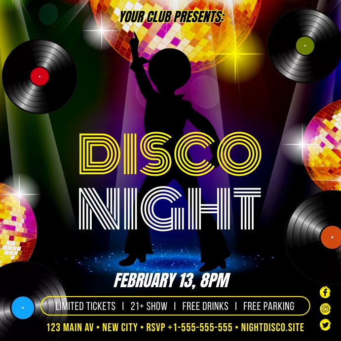 Disco Night Party Banner Template | PosterMyWall