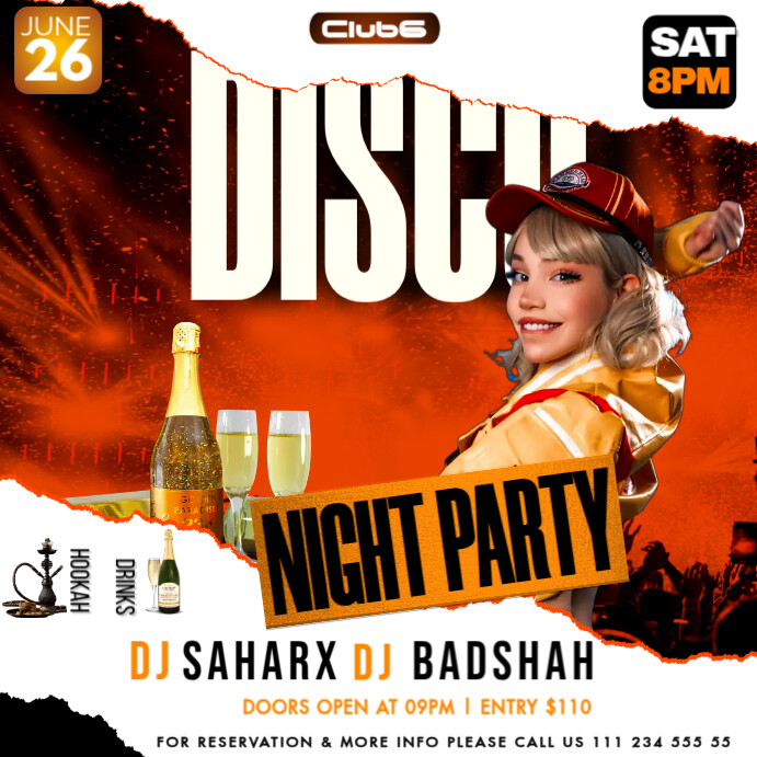 Plantilla de Disco night Party Social Media Ads | PosterMyWall