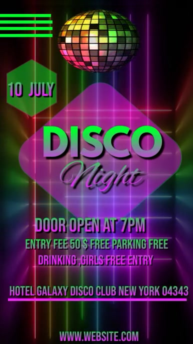 DISCO NIGHT PARTY TEMPLATE | PosterMyWall