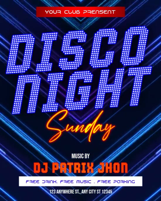 Disco night Sunday instagram Template | PosterMyWall