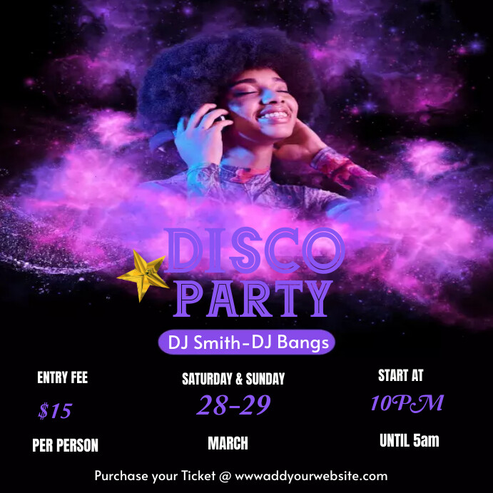Plantilla de Disco party event flyer template design | PosterMyWall