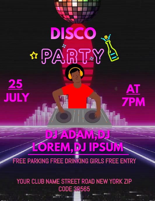 DISCO PARTY FLYER TEMPLATE | PosterMyWall
