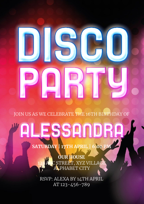 Disco Party Invitation Template | PosterMyWall