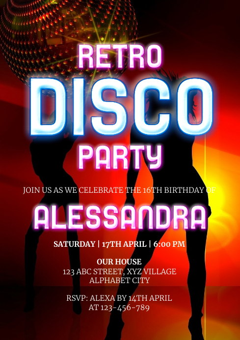 Disco Party Invitation Template | PosterMyWall