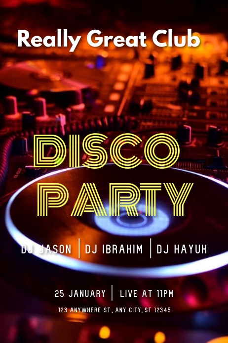 Disco party poster Template | PosterMyWall