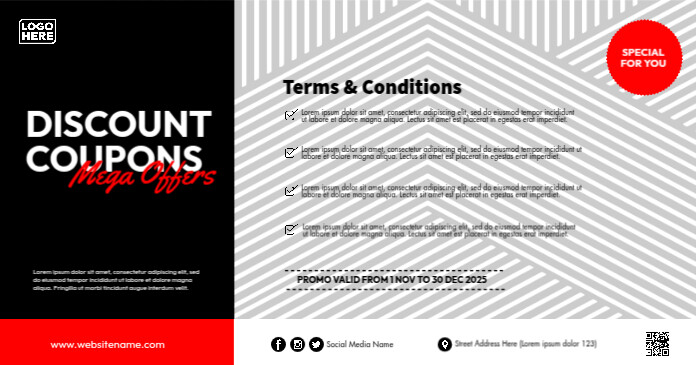 Copy of Discount Coupons Mega Offers Template | PosterMyWall