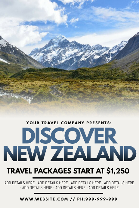 Discover New Zealand Poster Template | PosterMyWall